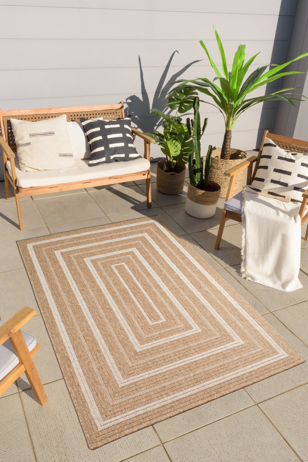 NATURE Tapis jute motif rectangle blanc – Nazar rugs